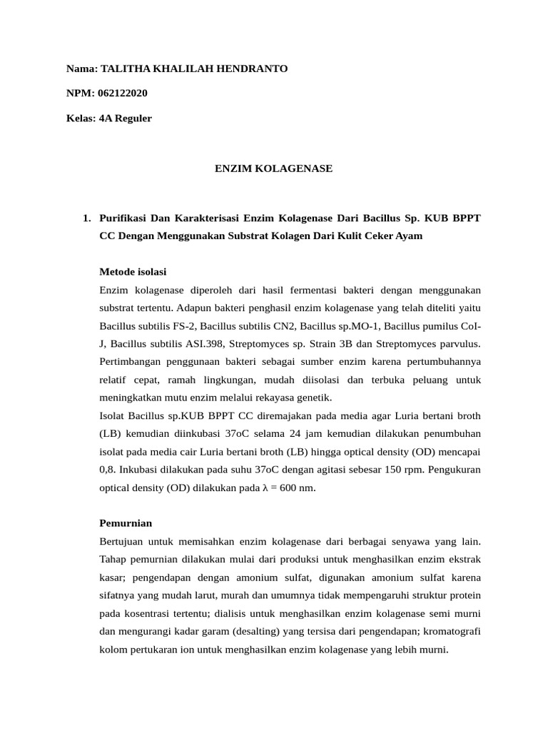 Talitha Hendranto - Kolagenase | PDF