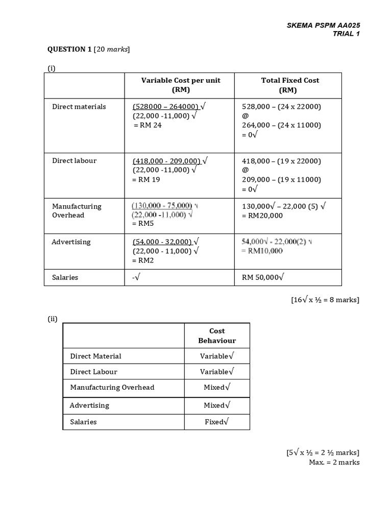 Answer Aa025 KMJ Pra-Pspm 2324 | PDF | Cost Of Goods Sold | Business Economics