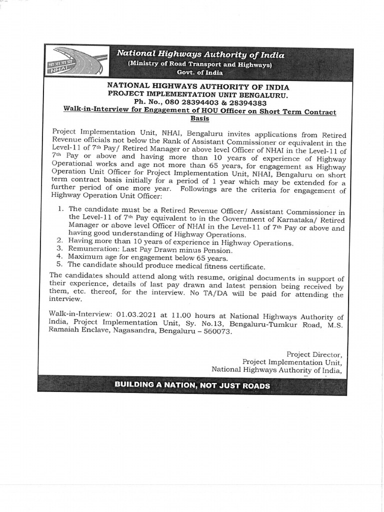 Walk in Interview HOU | PDF