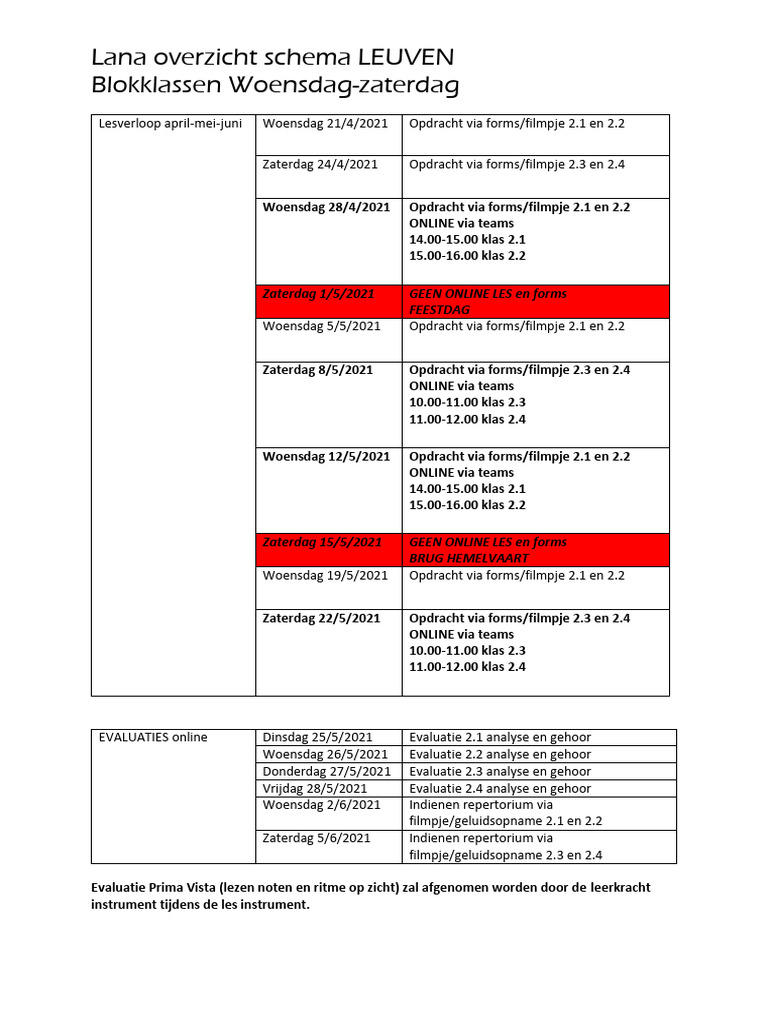 Lana Schema LEUVEN 3de Sem. | PDF
