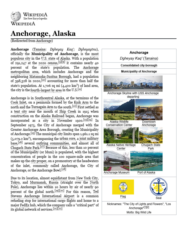 Anchorage, Alaska - Wikipedia | PDF | Anchorage | Race And Ethnicity In ...