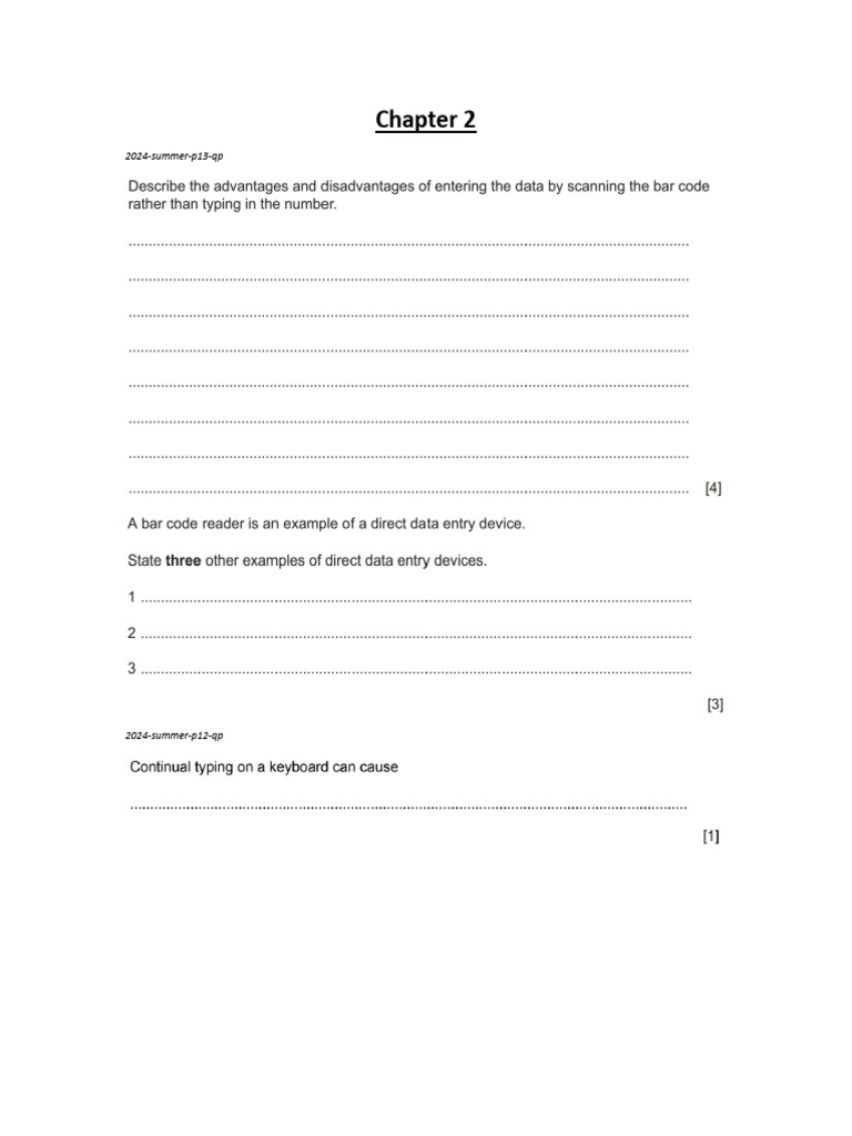 ICT IGCSE Chapter 2 Classified 2020-24 Question Paper | PDF