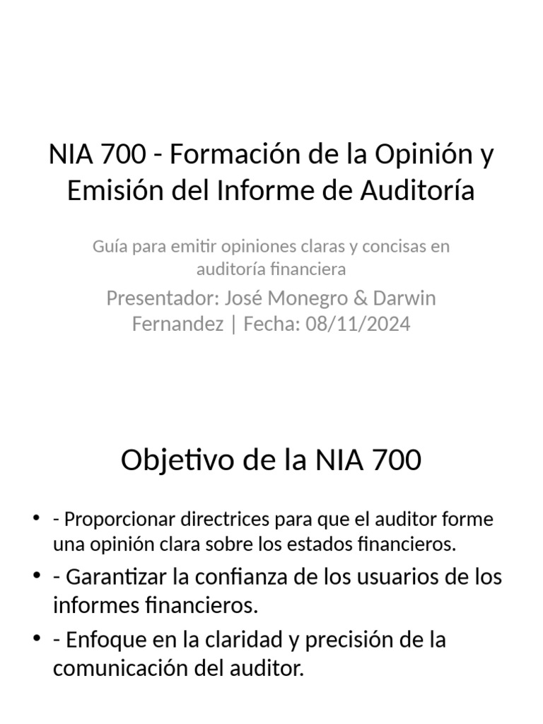 Presentacion NIA 700 | PDF