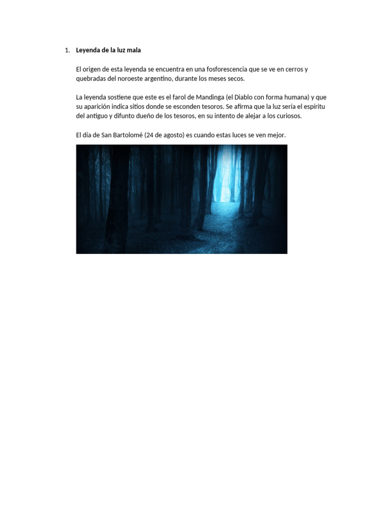 La leyenda de la luz mala en Argentina | PDF