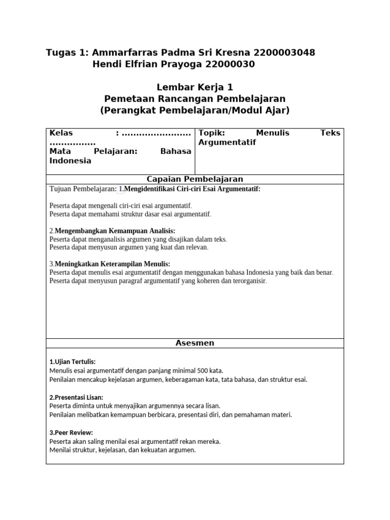 TELAAH PERANGKAT PEMBELAJARAN Ammarfarras Dan Hendi | PDF