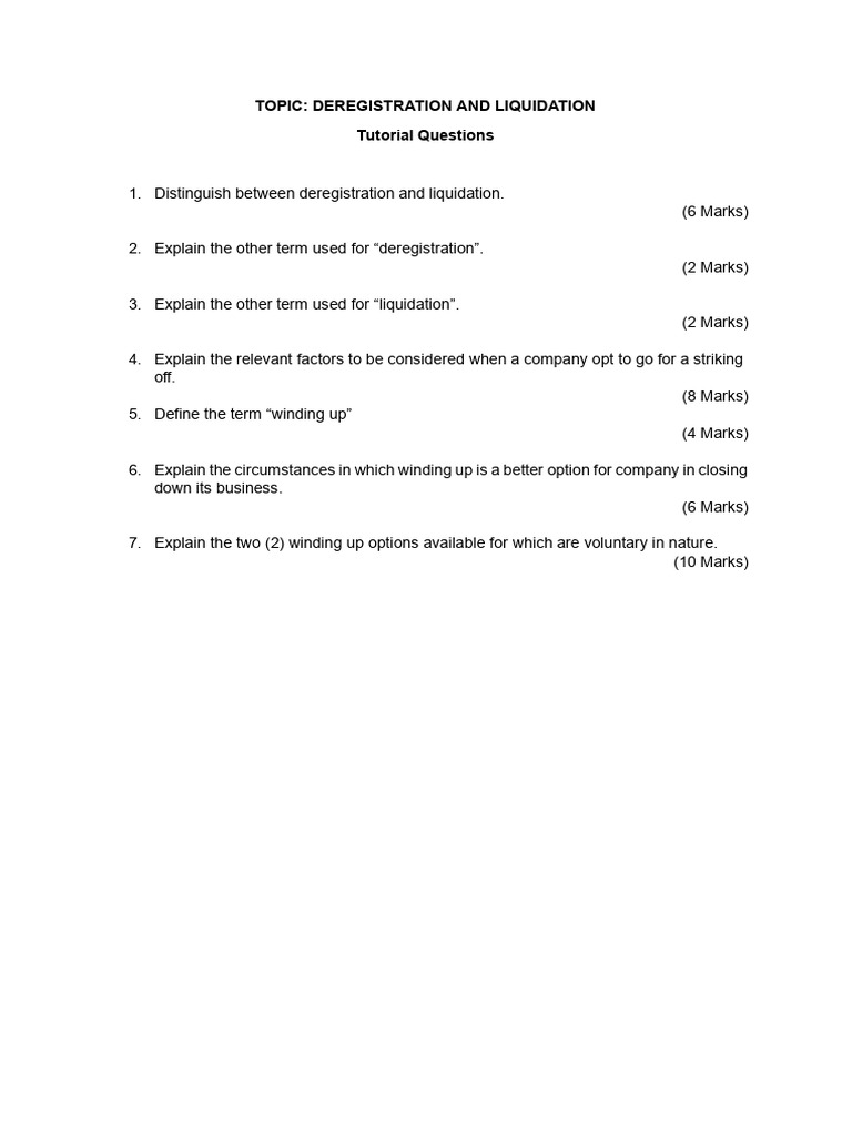 Tutorial DEREGISTRATION AND LIQUIDATION | PDF