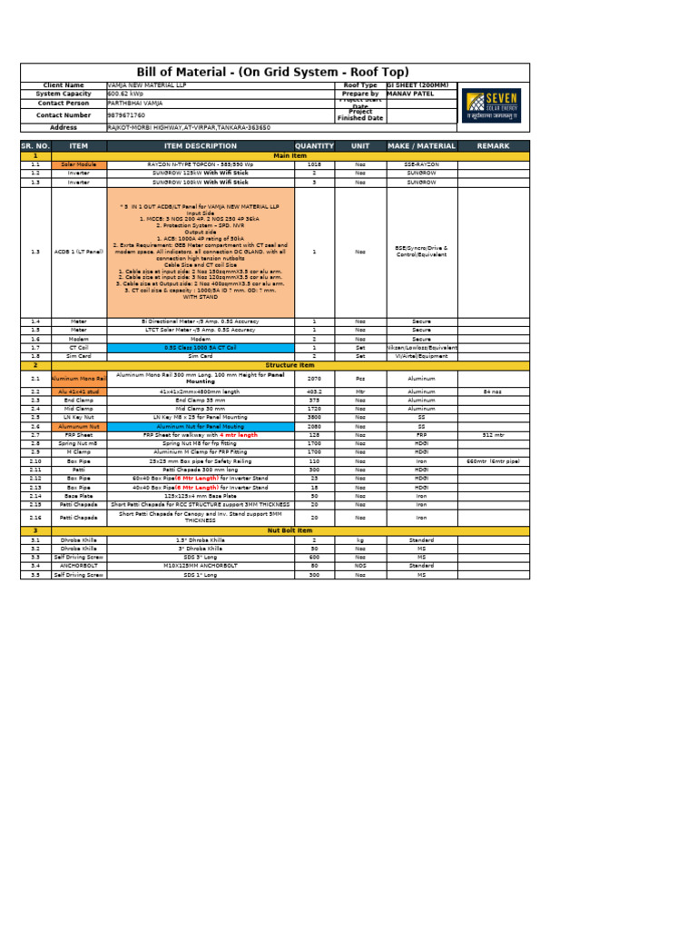 Vamja New Material LLP - Final Bom | PDF | Electrical Engineering ...