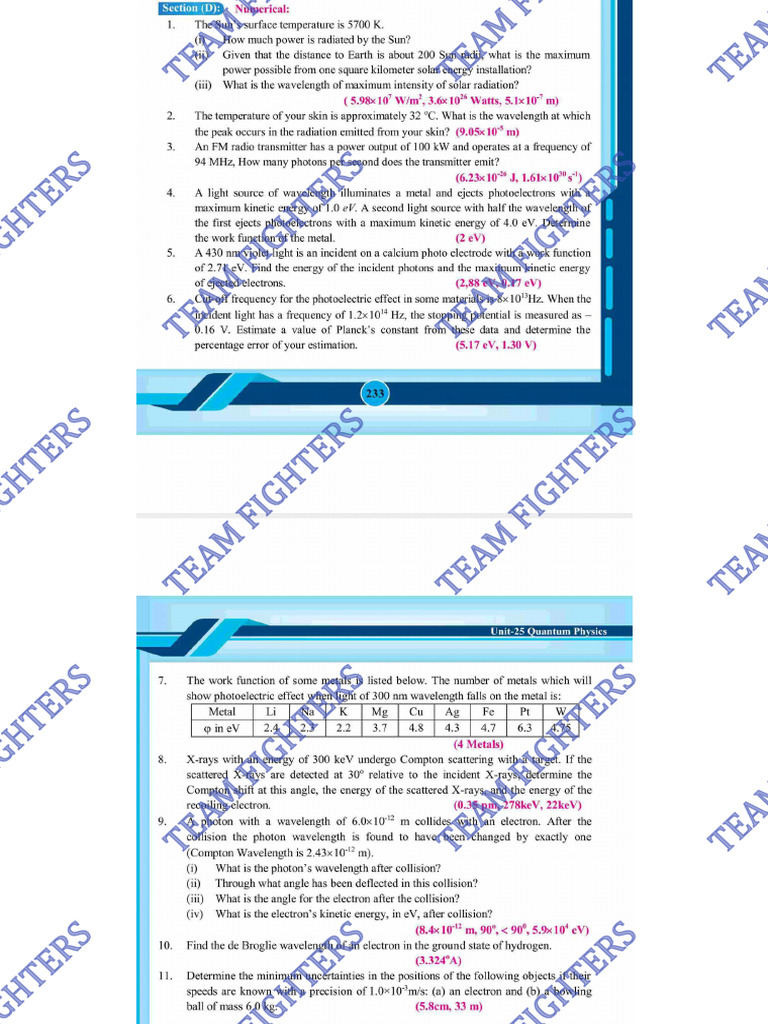 Xii-Physics - Chap 25 Numerical Solved - Team Fighters | PDF