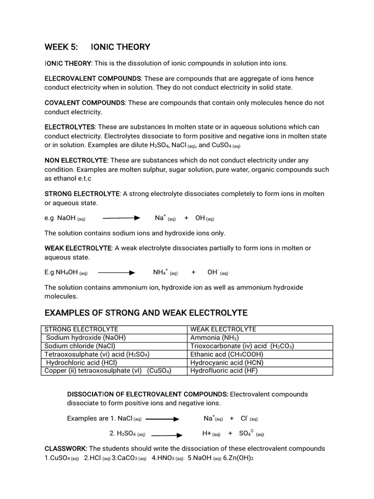 13128_WEEK 5 NOTE | PDF | Ion | Electrolyte