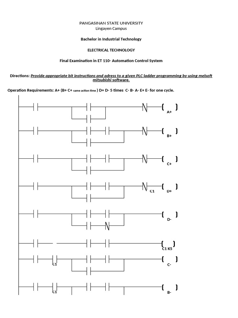 PLC Ladder Programming Exam Guide | PDF