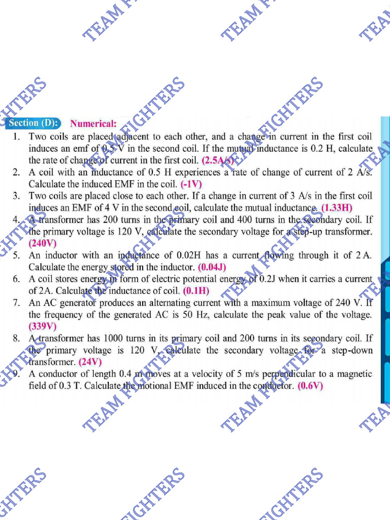 Xii-Physics - Chap 19 Numerical Solved - Team Fighters | PDF