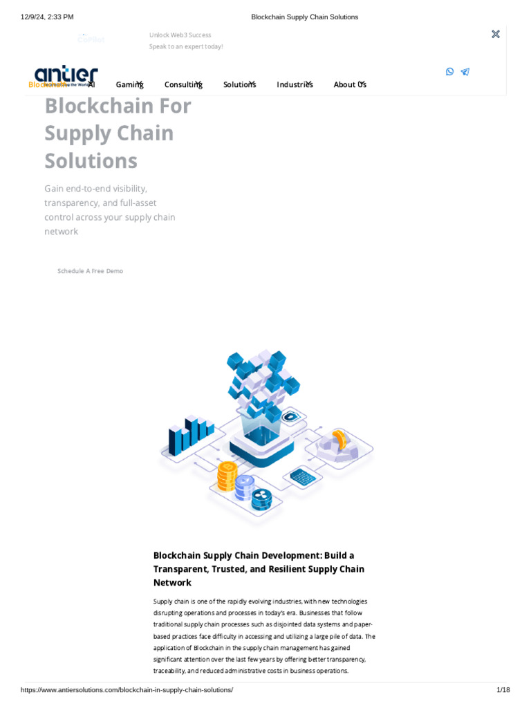 Blockchain Solutions for Supply Chains | PDF | Supply Chain | Logistics