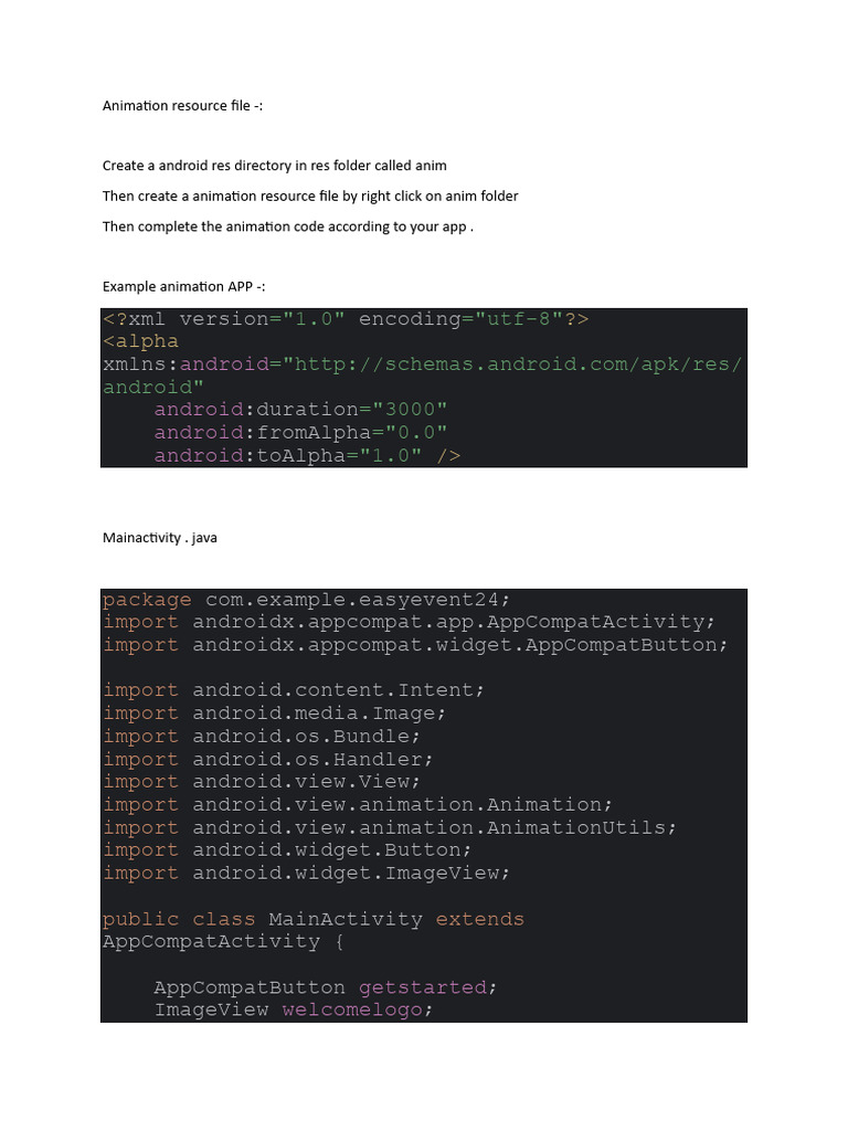 How to implement animation | PDF | Android (Operating System) | Mobile ... How to implement animation | PDF | Android (Operating System) | Mobile ...