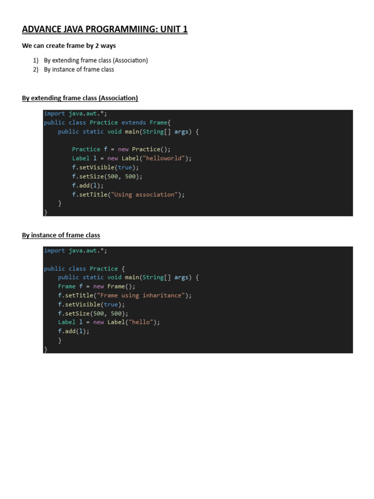 Advance Java Programmiing | PDF | Graphical User Interfaces | Software Development