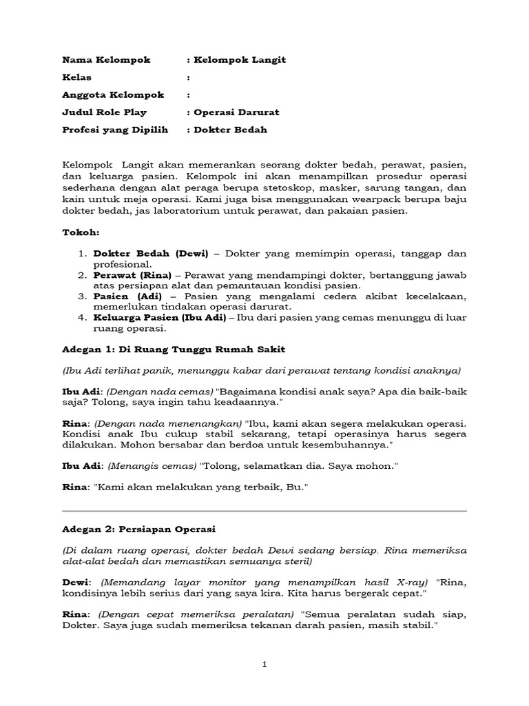 Contoh Narasi Role Play Aktualisasi Diri(Profesi) | PDF