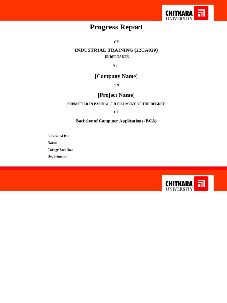 Industrial Training Progress Report BCA | PDF