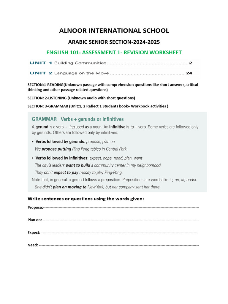 Assessment 1 Worksheet Eng 101 | PDF