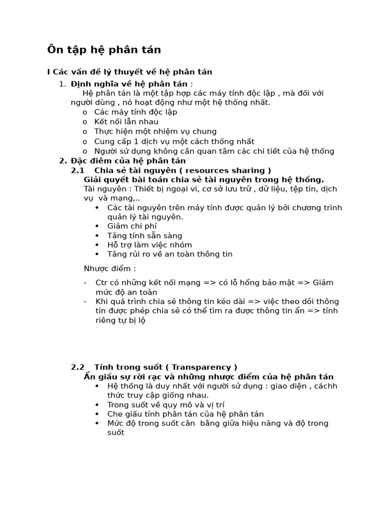 Ôn tập hệ phân tán | PDF