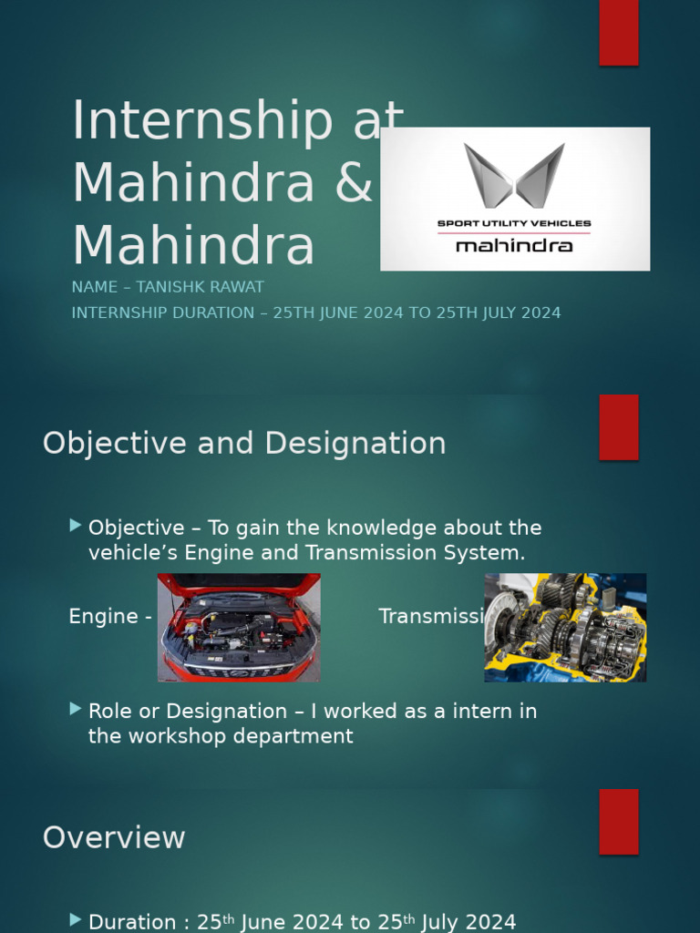 Internship at Mahindra & Mahindra | PDF