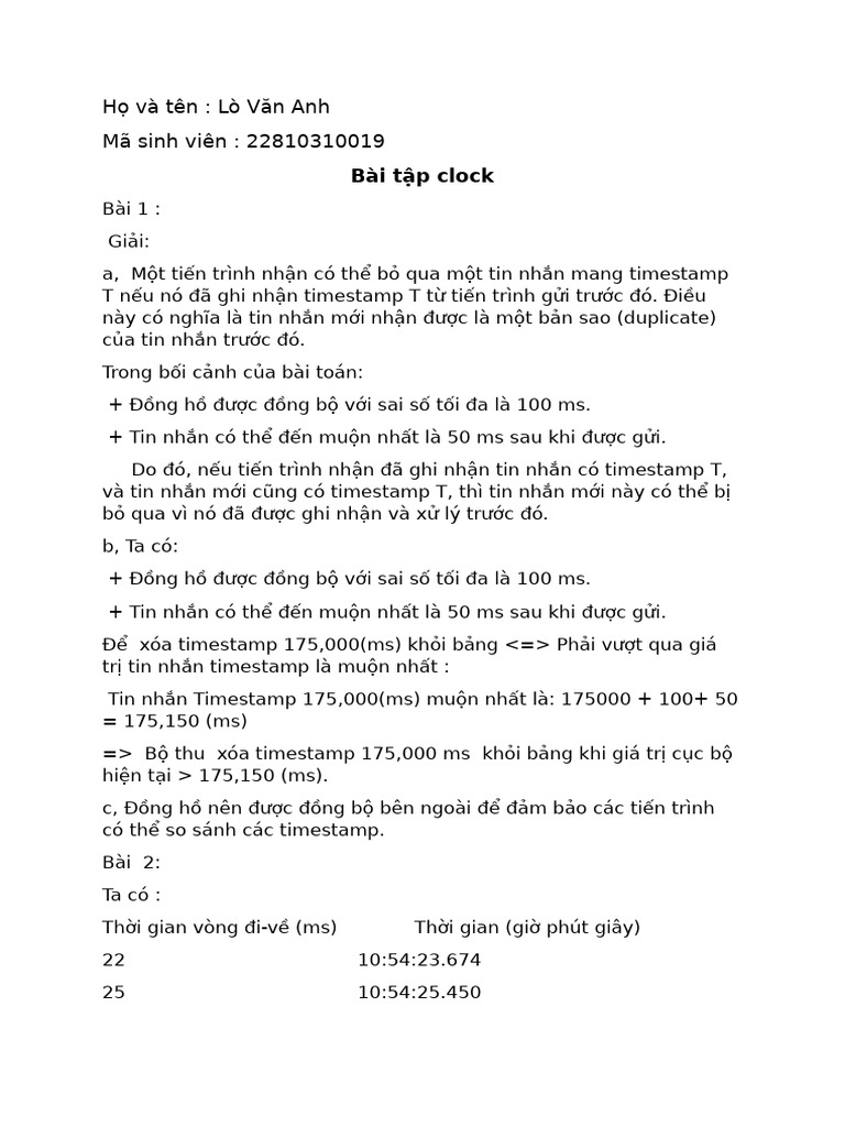 Bài tập clock | PDF