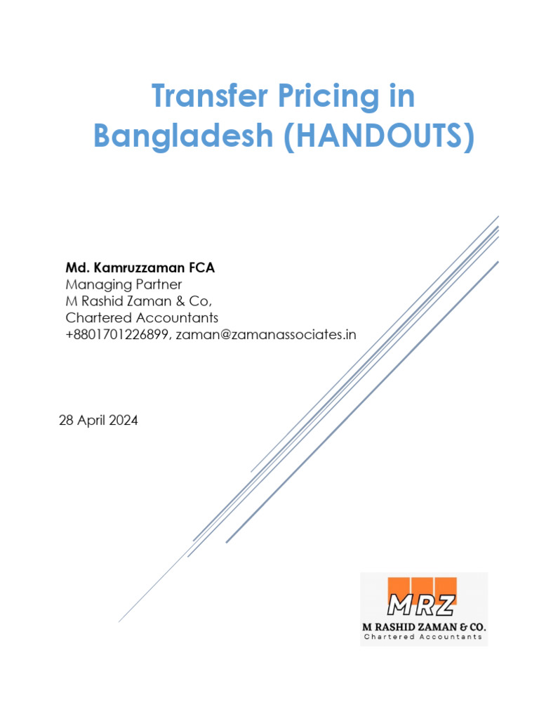 Transfer Pricing Handout ICMAB 28 April 2024 Kamruzzaman 2 | PDF ...