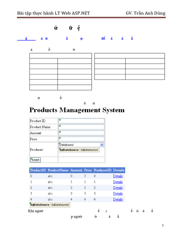 Lab 6 - Xu Ly Du Lieu Trong ASP - NET (TT) | PDF