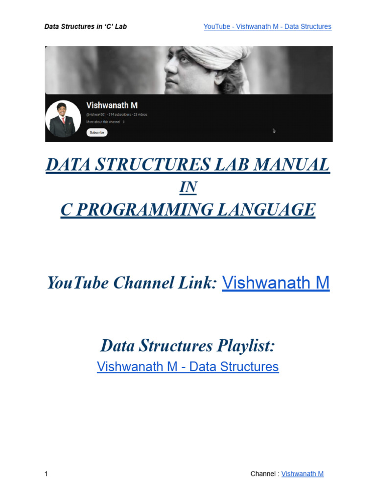 Vishwanath M Data Structures Lab Manual | PDF | Computer Programming ...