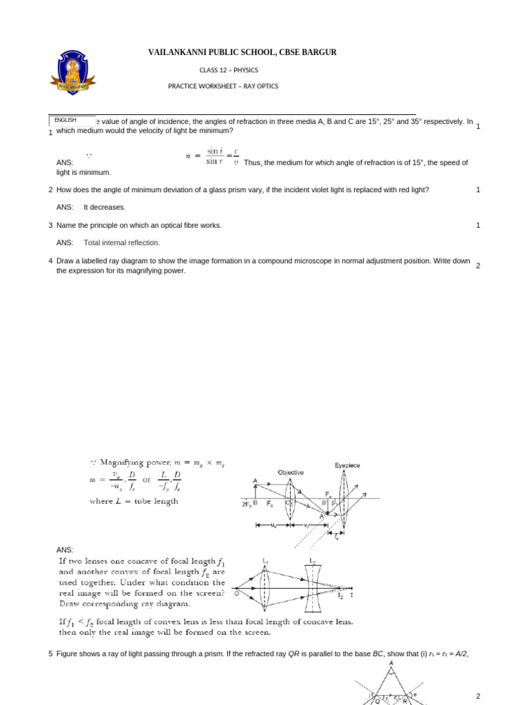Physics- RAY OPTICS | PDF | Optics | Optical Devices