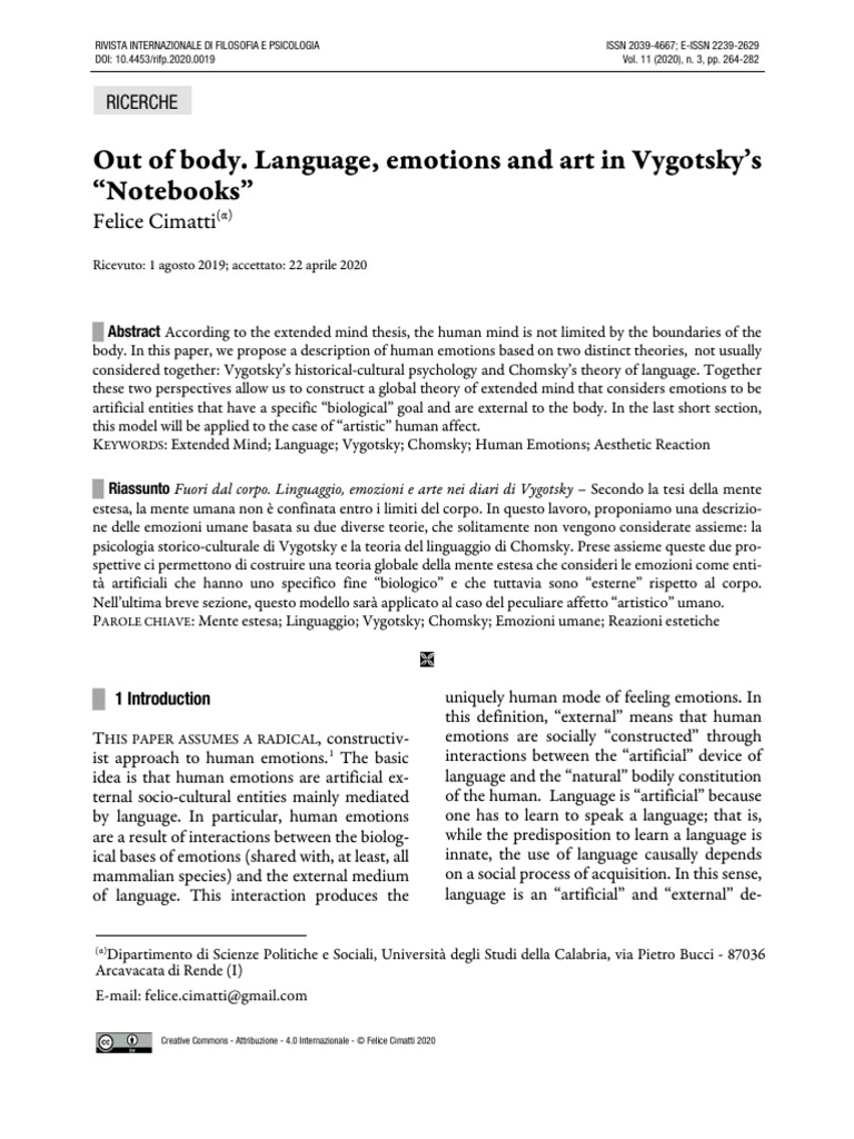 Out of Body Language Emotions and Art in | PDF | Mind | Thought