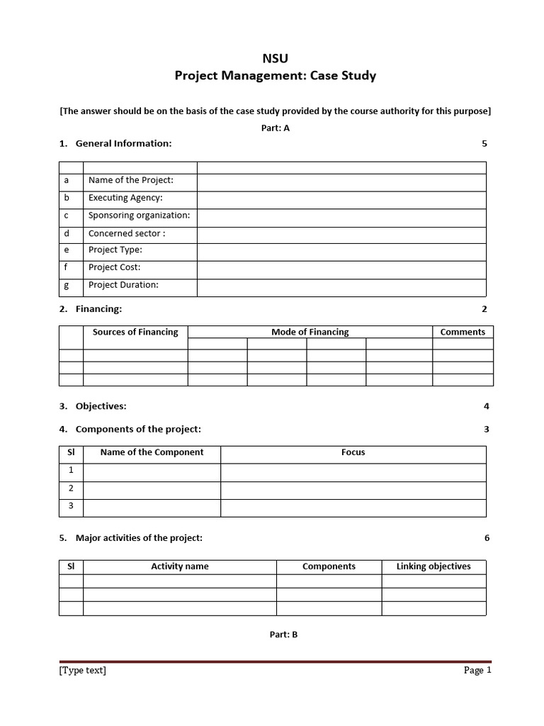 NSU Project Management Assignment Format-Case Study | PDF | Project ...