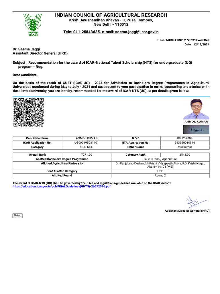 Allotment Letter Sample | PDF | Vocational Education | Higher Education