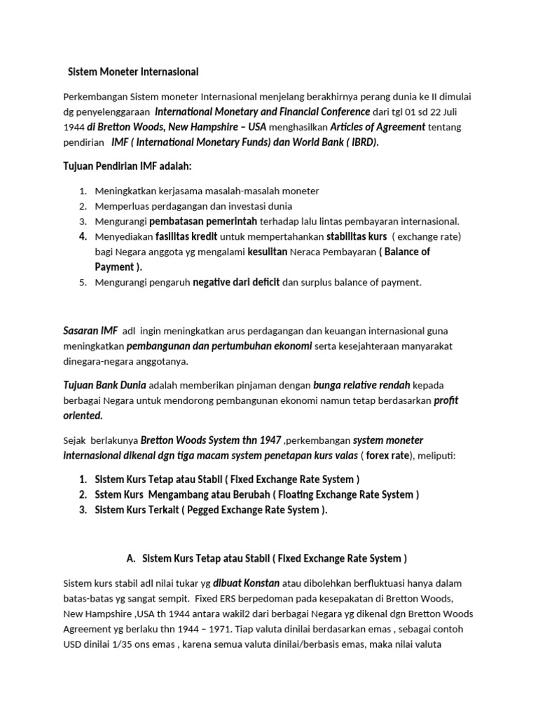 Sistem Moneter Internasional 2 | PDF