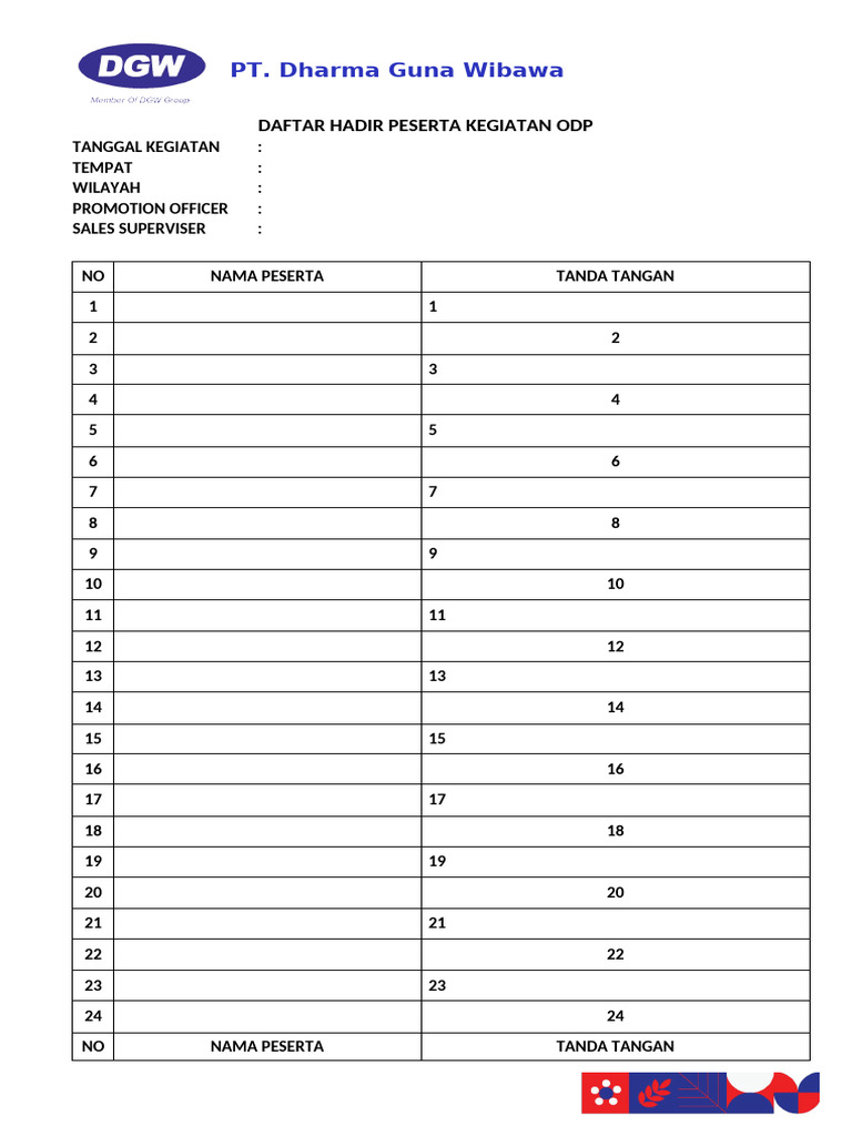 New Form Daftar Hadir Kegiatan | PDF