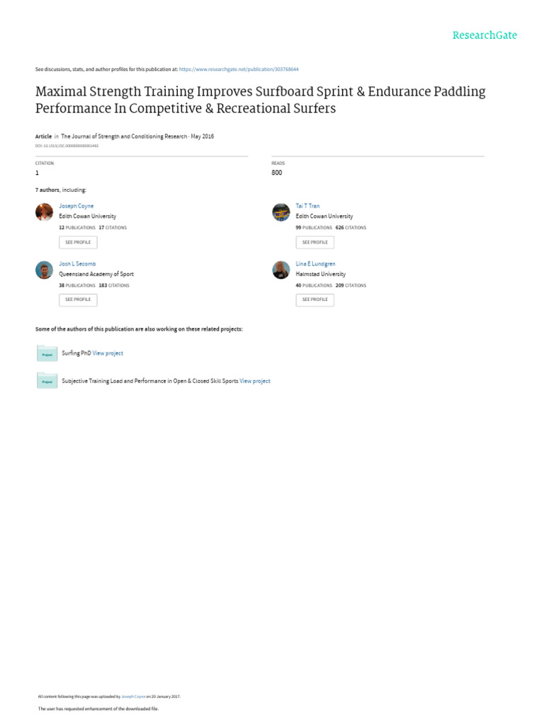 Maximal Strength Training Improves Surfboard.27 | PDF | Strength Training