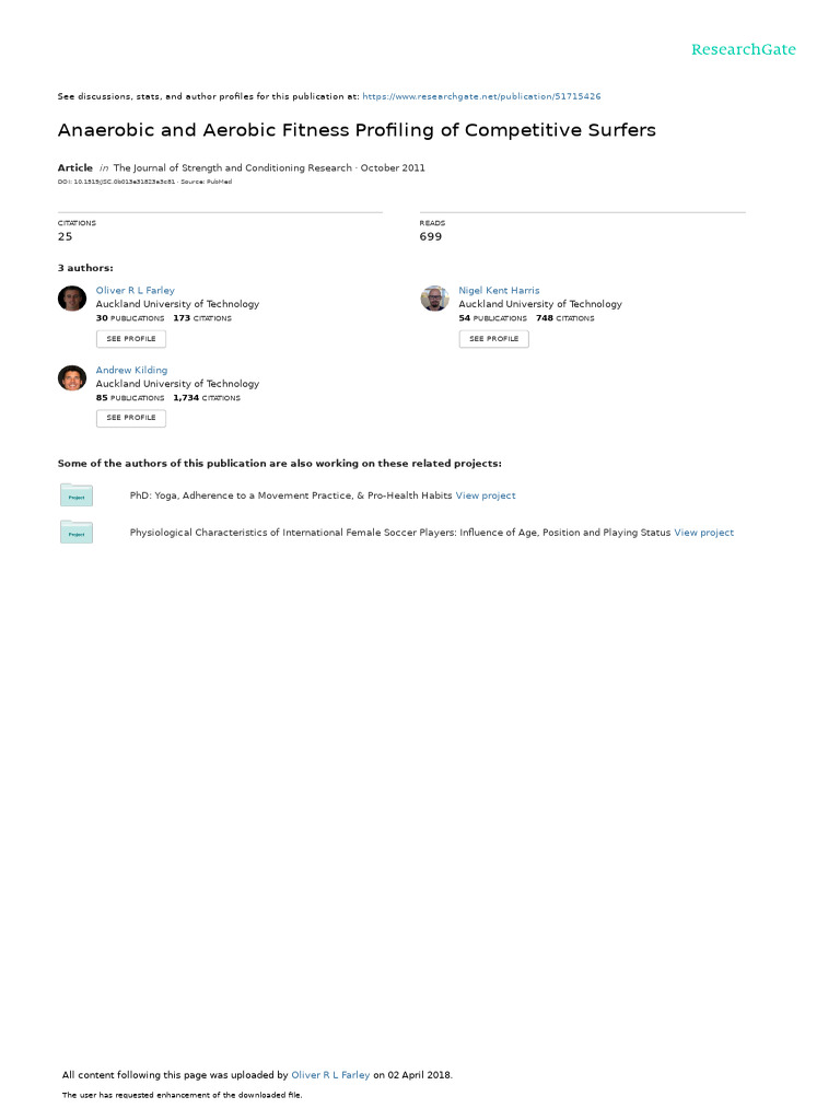 Anaerobic and Aerobic Fitness Profiling Of.30 | PDF | Aerobic Exercise | Strength Training