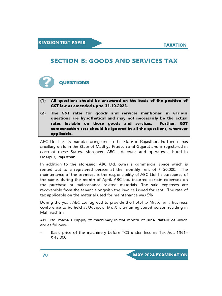 GST Exam Prep: Section B Focus | PDF | Value Added Tax | Taxes