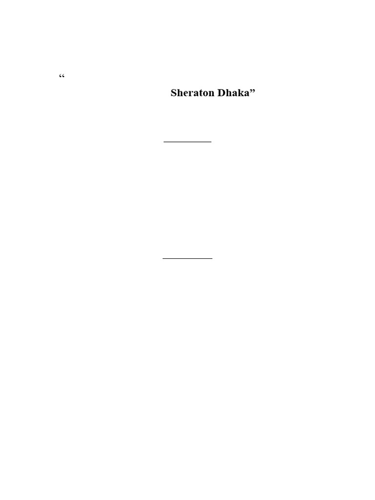 Ovi Final Report on Sheraton Dhaka PDF File | PDF | Restaurants ...