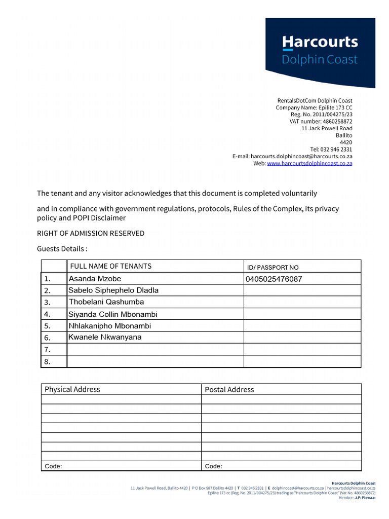 Copy of Guest Sheet | PDF