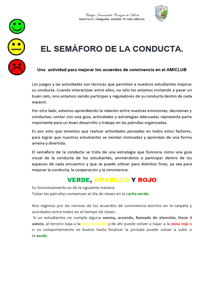 El Semáforo de La Conducta Amiclub 2024 | PDF | Comportamiento | Sicología
