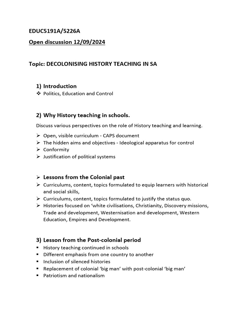 Decolonising History Teaching in Sa (1) | PDF
