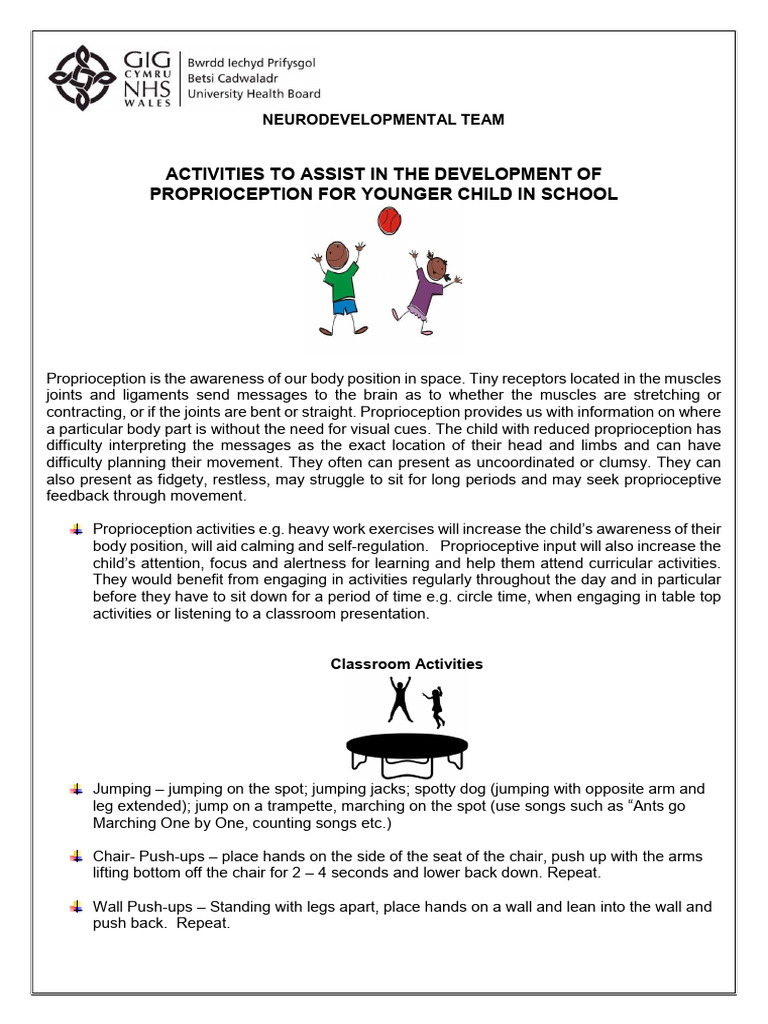 Proprioception For Children in School - ND ENG | PDF