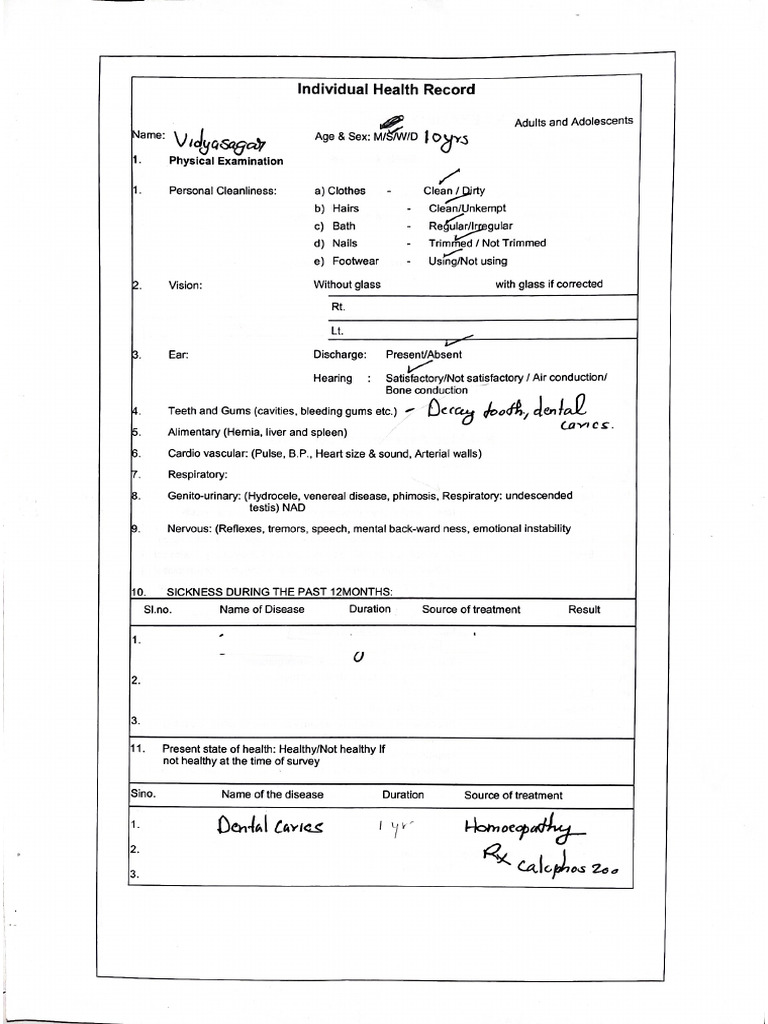 Individual Health Record 1&2 | PDF