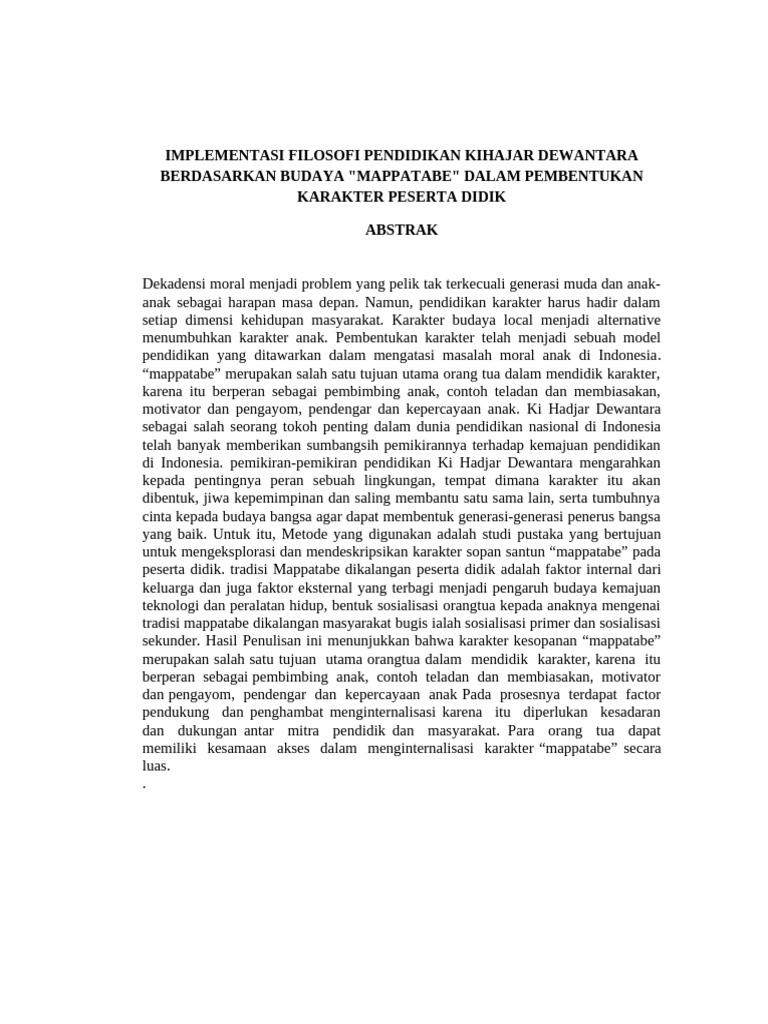Implementasi Filosofi Pendidikan Kihajar Dewantara Berdasarkan Budaya | PDF