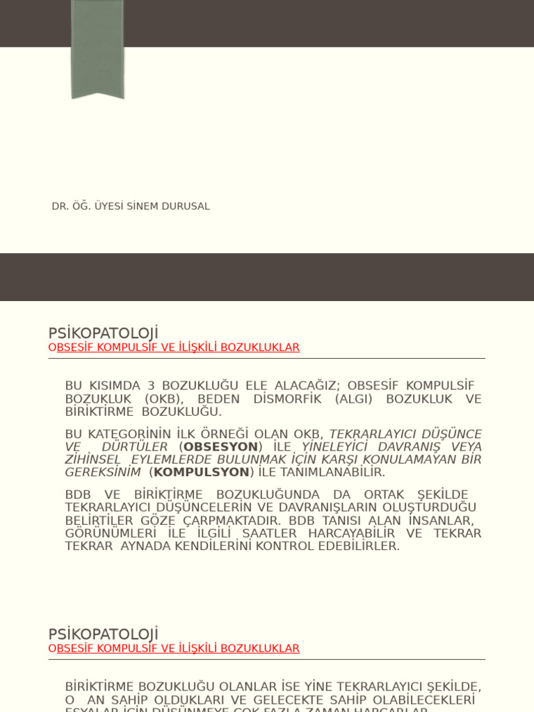 PSİKOPATOLOJİ 9-10.HAFTA | PDF