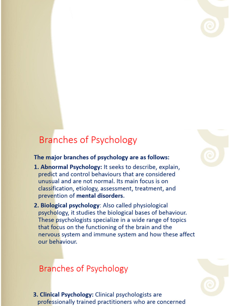 Major Branches of Psychology Explained | PDF | Psychology | Clinical ...