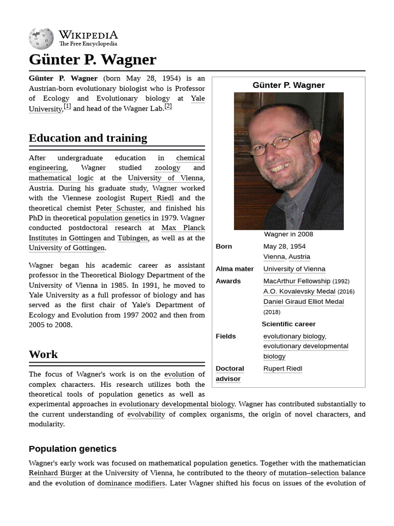Günter_P._Wagner | PDF | Biology | Biological Evolution