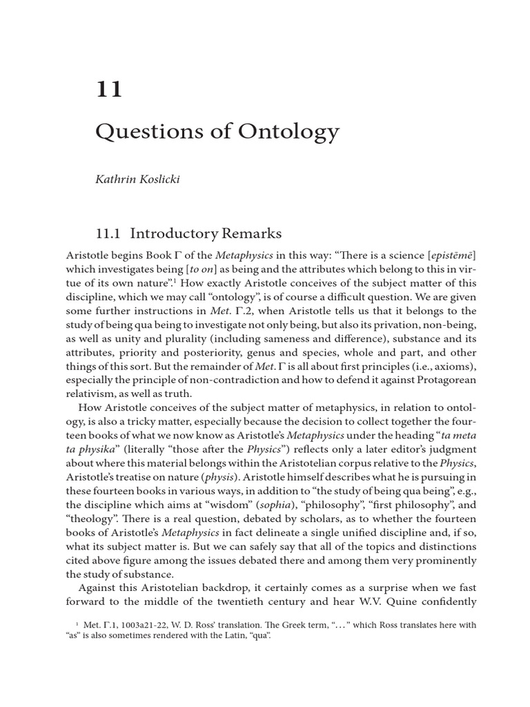 Koslicki - Questions of Ontology | PDF | Ontology | Existence