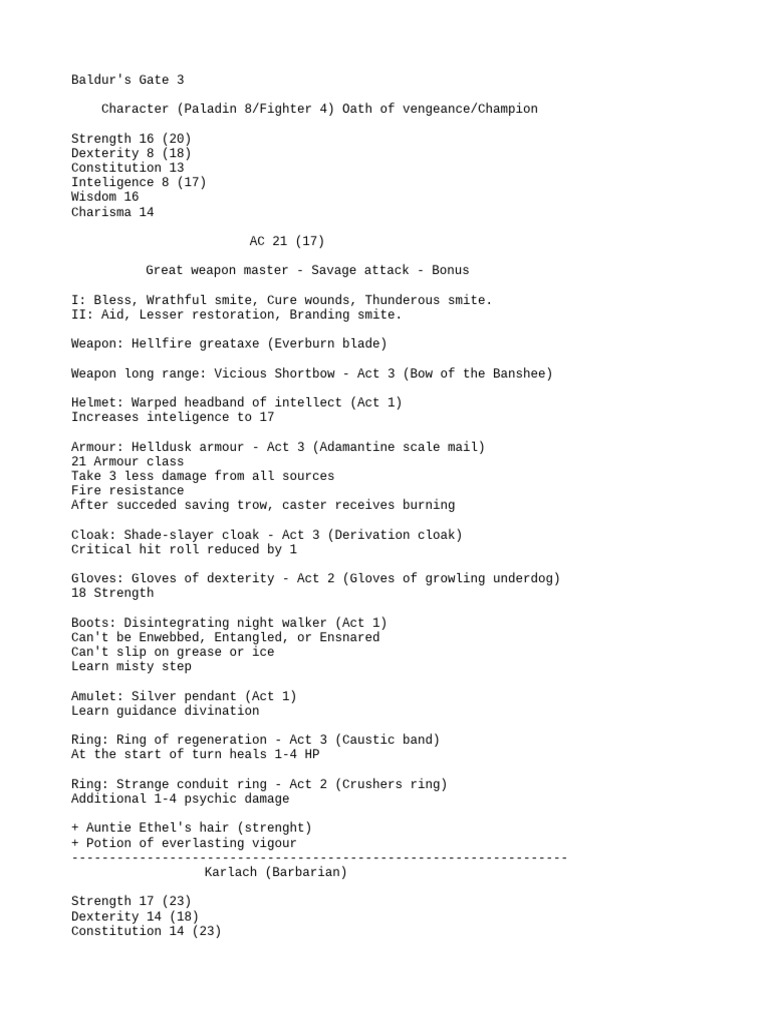 Baldurs Gate 3 | PDF | Gary Gygax Games | Dungeons & Dragons