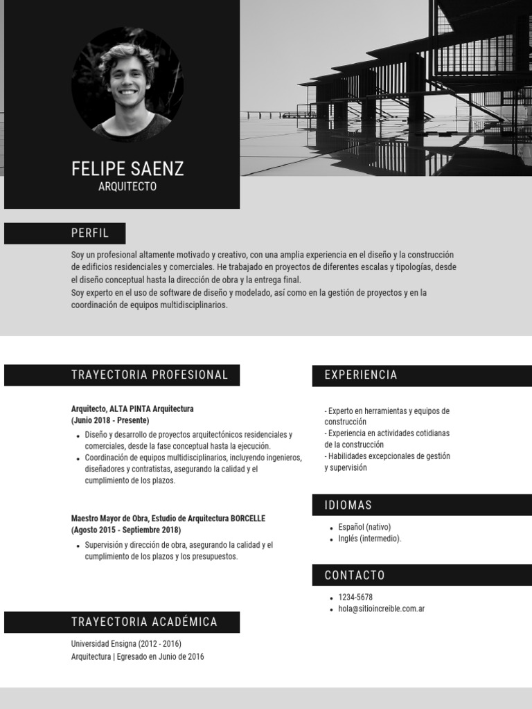 Ejemplo de Currículum Vitae de Arquitecto | PDF