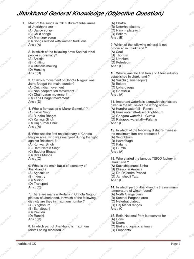 Jharkhand GK | PDF